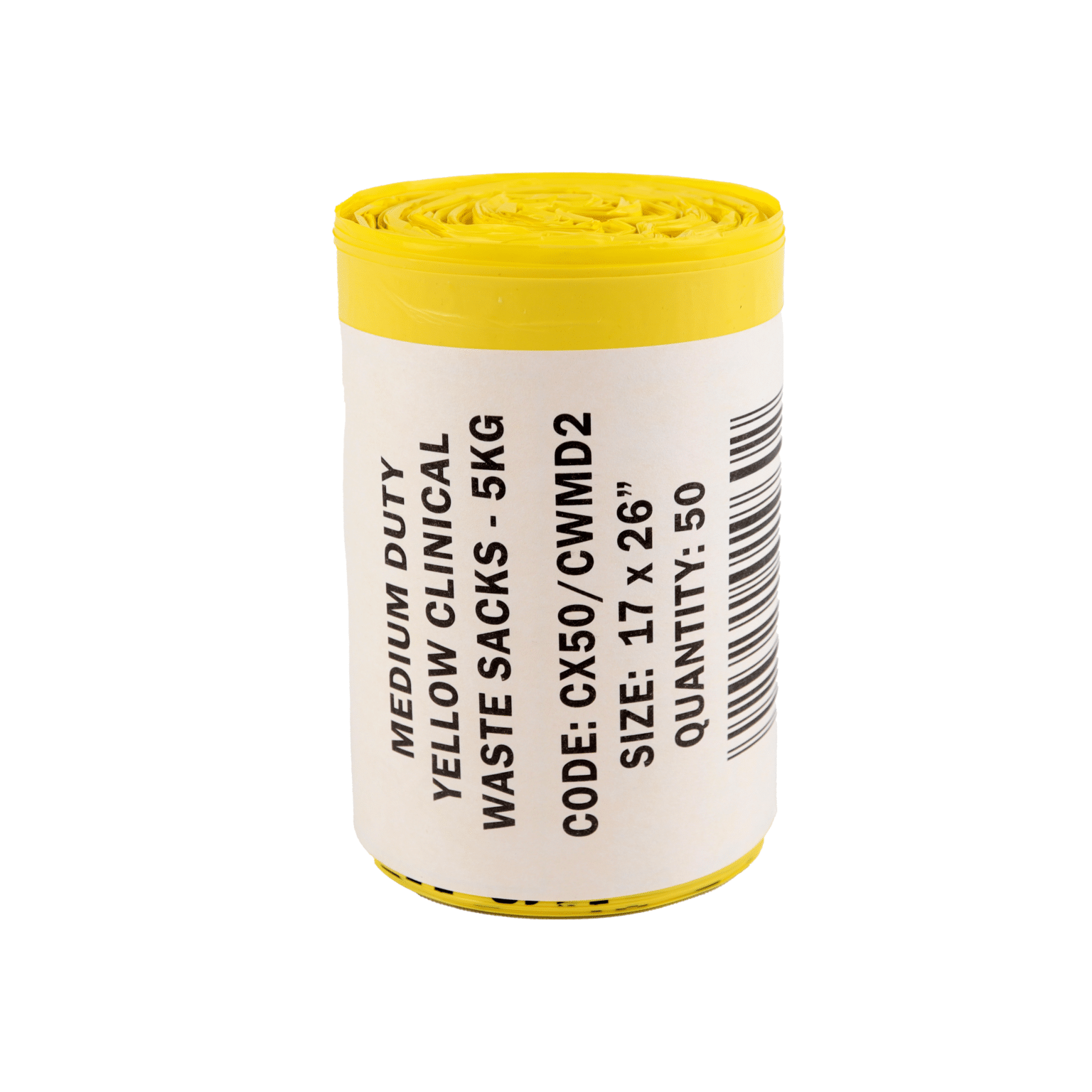 Yellow Clinical Waste Bags, Roll of 50, Medium Duty - Reflex Medical