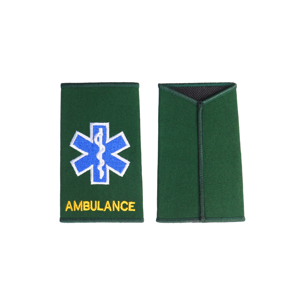 Embroidered Green Ambulance Epaulettes with Star of Life and 'Ambulance ...